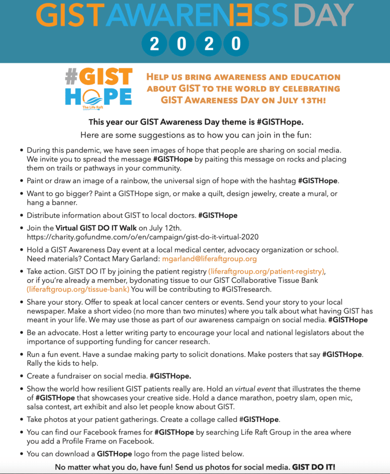GIST Awareness Day 2020 – The Life Raft Group