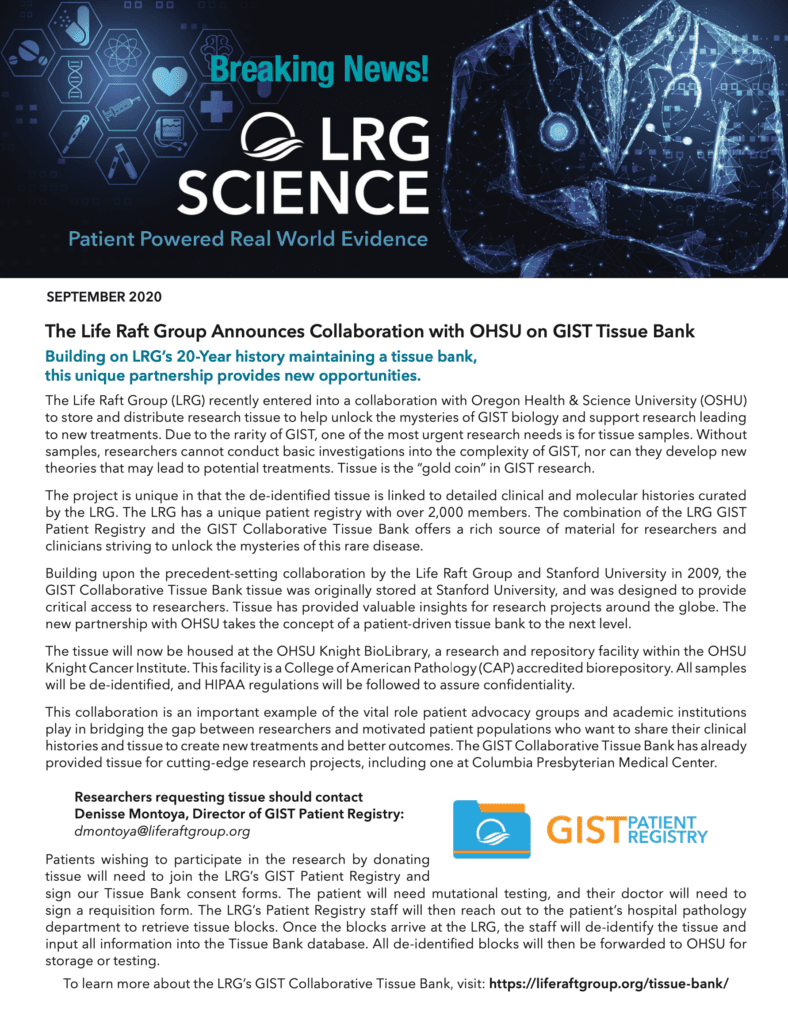 The Life Raft Group Announces Collaboration with OHSU on GIST Tissue ...
