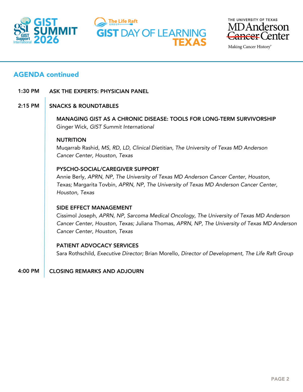 GIST Summit 2026 / GDOL Texas – The Life Raft Group